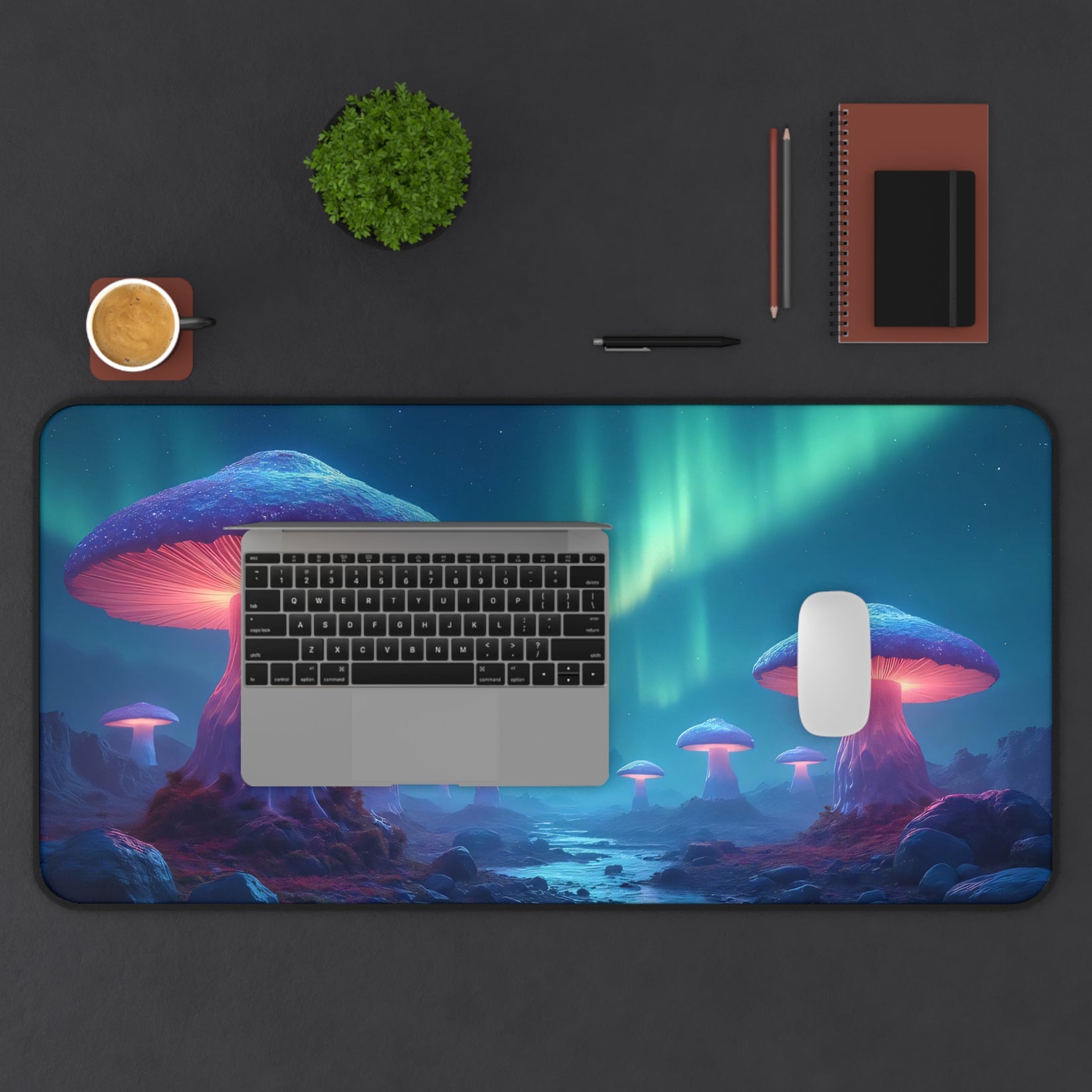 Enchanted Mushroom Grove Desk Mat - 31.5x15.5 Inch Neoprene Gaming and ...